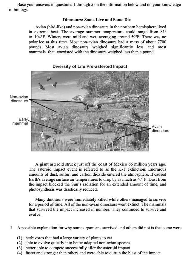 Dinosaurs-Evolution Sample Cluster | NY Science Standards Wiki